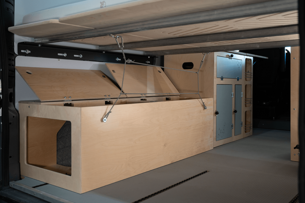 Wheel Well Storage Box | Storage for Camper Van | Wayfarer Vans